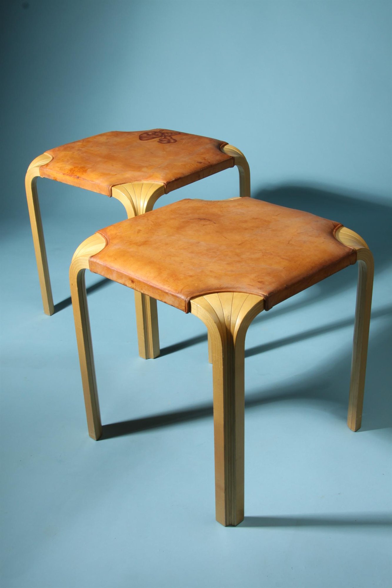 Stools, Fan leg. Designed by Alvar Aalto for Artek, Finland. 1950's ...