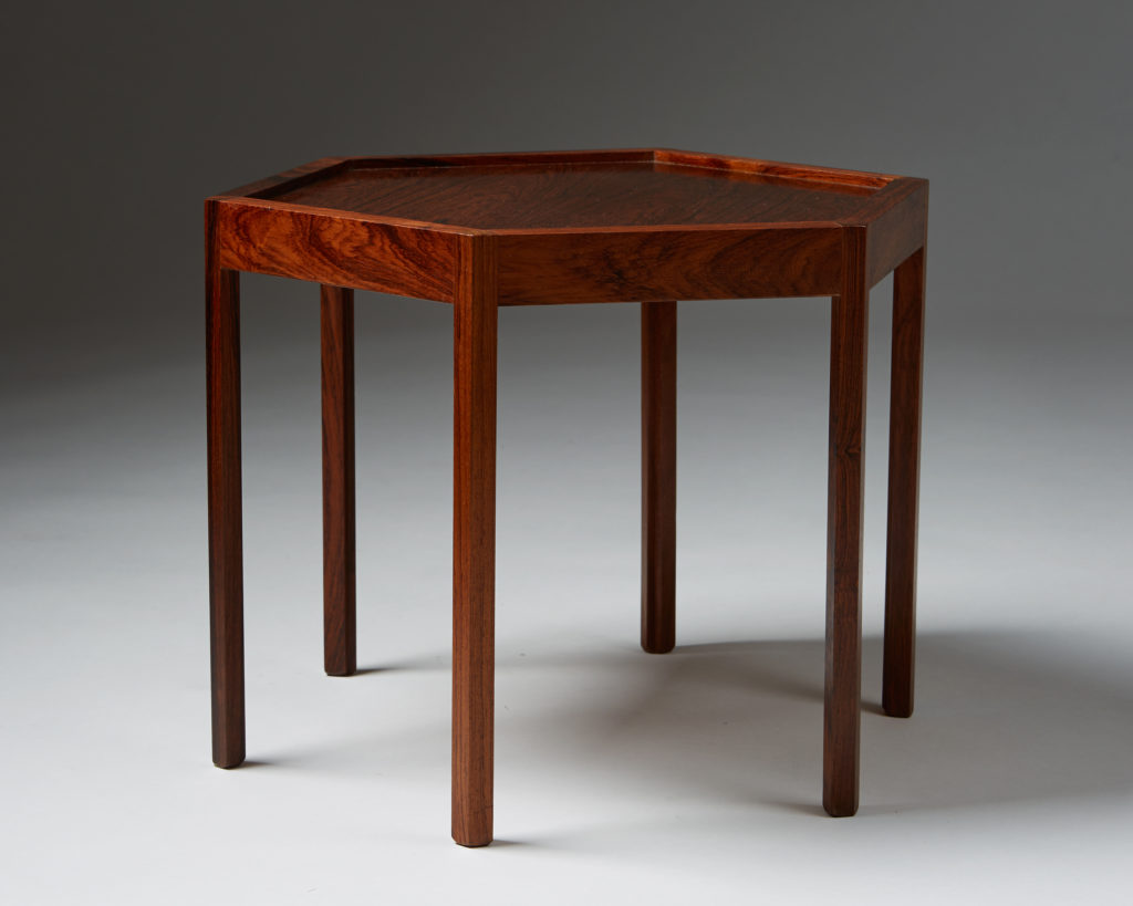 Hexagonal occasional table designed by Hans Andersen, — Modernity